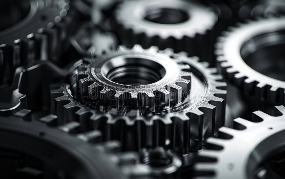 A Macro Shot of a Complex Gear System, with Various Interlocking Cogs ...