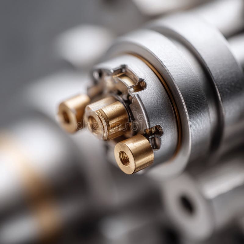 Macro Shot of a Complex Silver and Gold Metal Mechanism. Precision ...