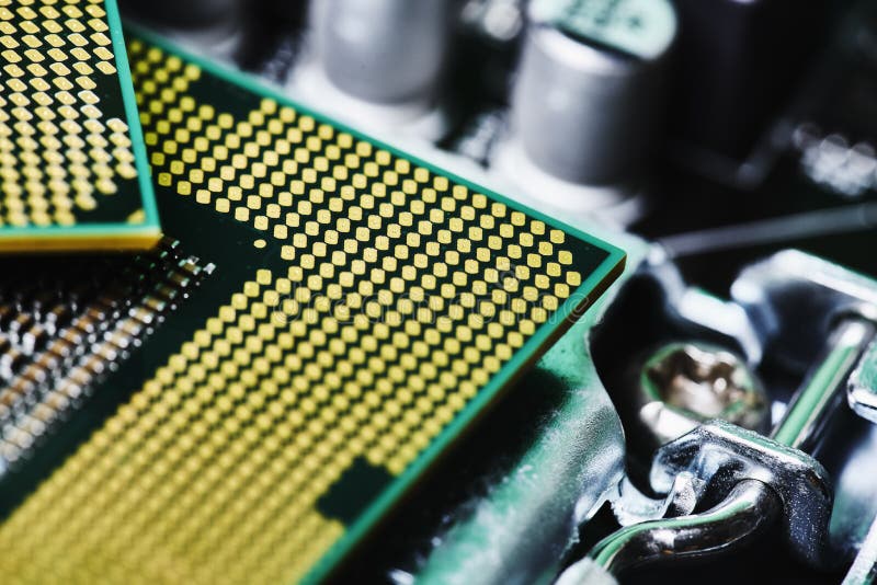 Macro Shot Of Computer Microchip Processor Stock Image Image Of