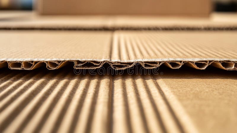 Macro Shot of Corrugated Cardboard Texture with Brown Paper Pattern for Packaging Material Stock ...