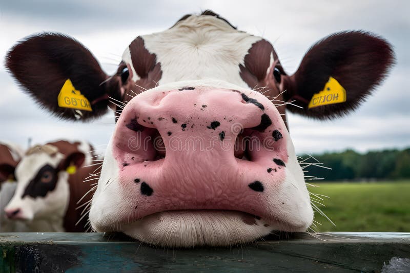 Macro Shot Cows Nose Detail in Farm Environment Stock Illustration ...