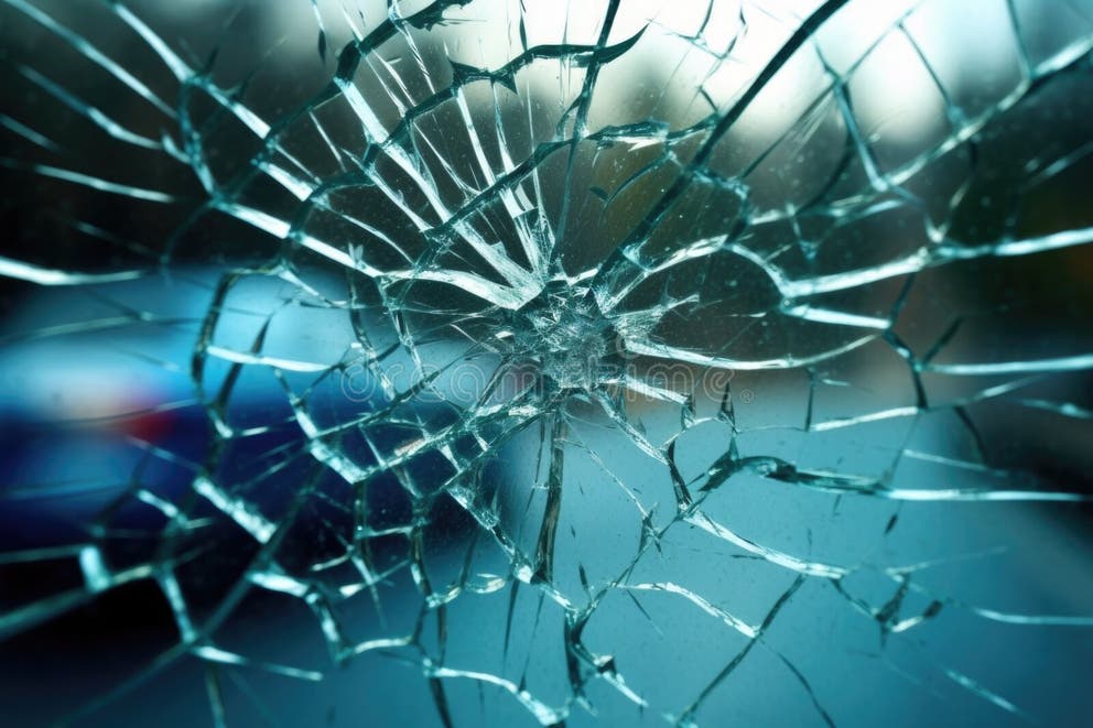 Macro Shot of Cracked Glass Pattern on Windshield Stock Photo - Image ...