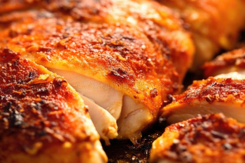 Macro Shot of a Crispy-skinned Seasoned Chicken Thigh Stock ...