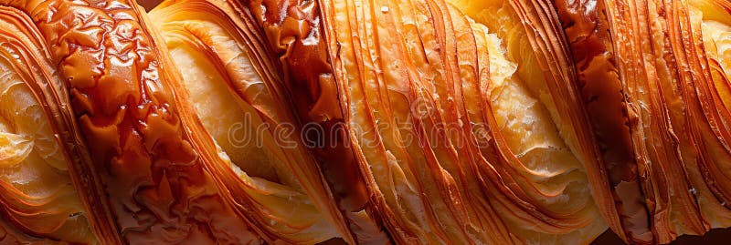 Macro Shot of a Croissant Displaying Flaky Layers and Buttery Texture ...
