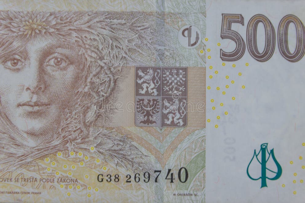 Macro Shot of 500 Czech Koruna Banknote Stock Image - Image of note ...