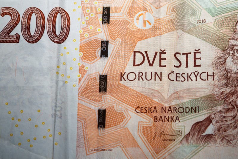 Macro Shot of 200 Czech Koruna Banknote Stock Photo - Image of fortune ...