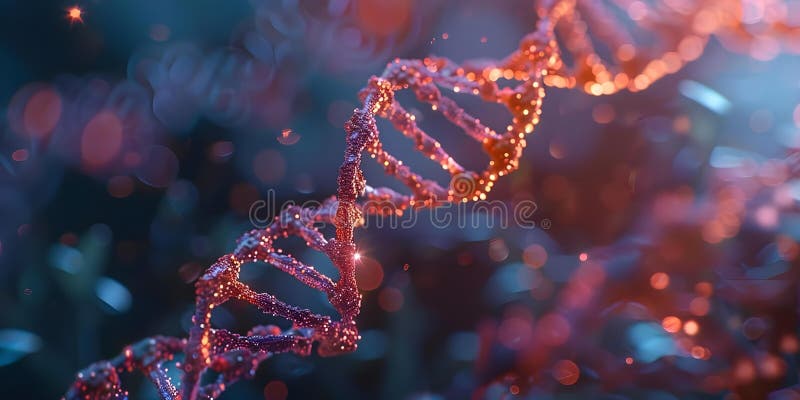 Macro Shot of a D DNA Double Helix Structure with a Blurred Background ...