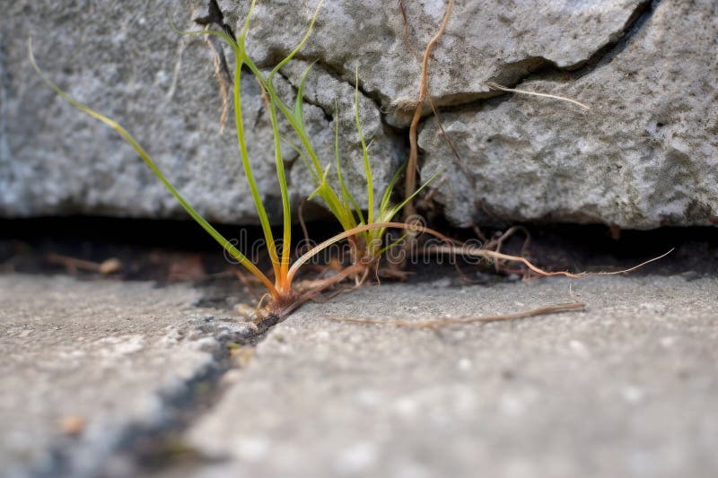 Macro Shot of Dandelion Roots Breaking through Concrete Stock Photo ...