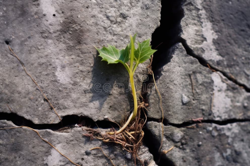 Macro Shot of Dandelion Roots Breaking through Concrete Stock Image ...