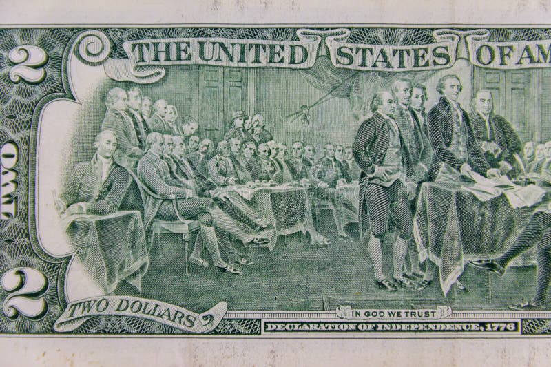 Macro Shot of the Declaration of Independence, 1776 Drawing from Back ...