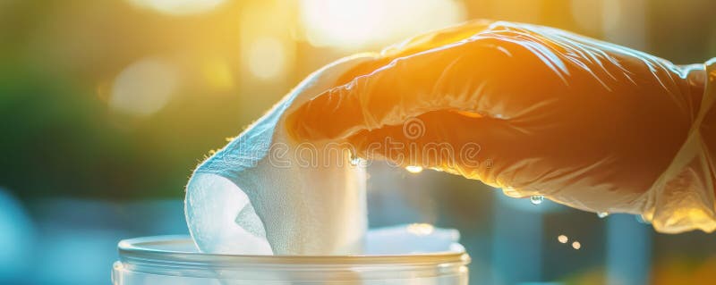 Macro Shot of a Disinfectant Wipe Being Pulled from a Moist Container ...