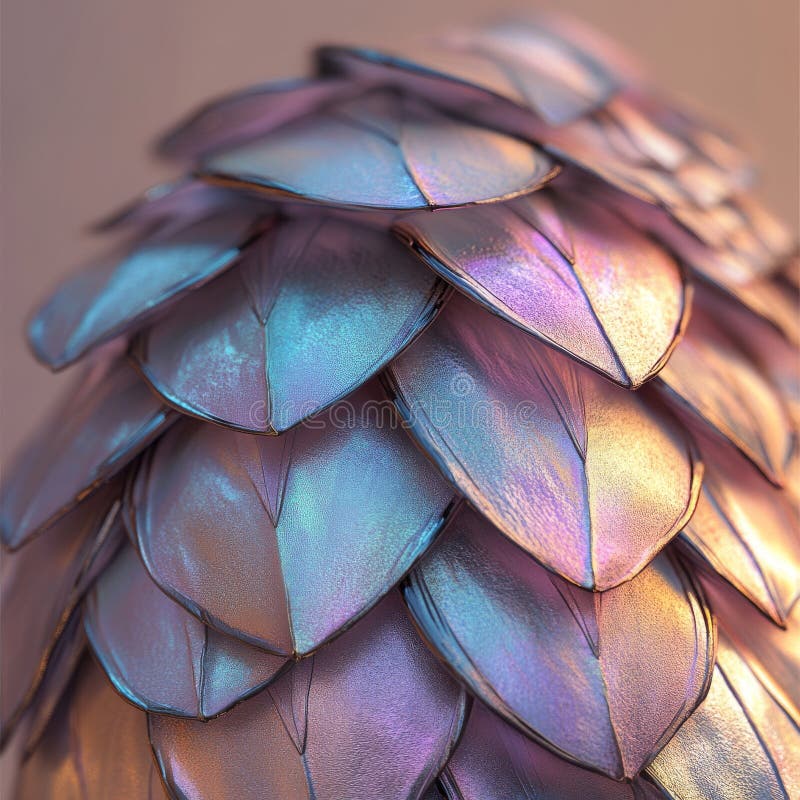 A Macro Shot Displays Overlapping Scales Featuring a Color Gradient ...