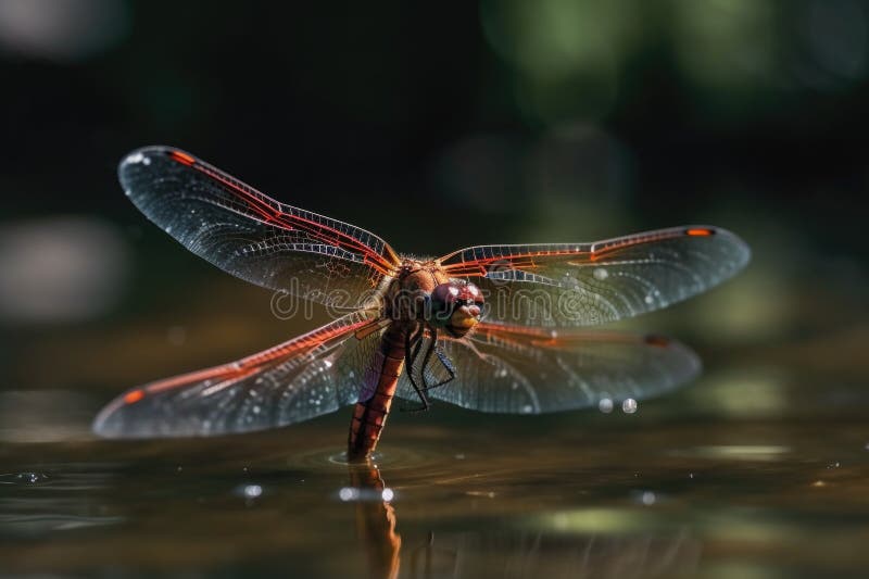 Macro Shot of Dragonfly in Flight, Its Wings Buzzing Stock Photo ...