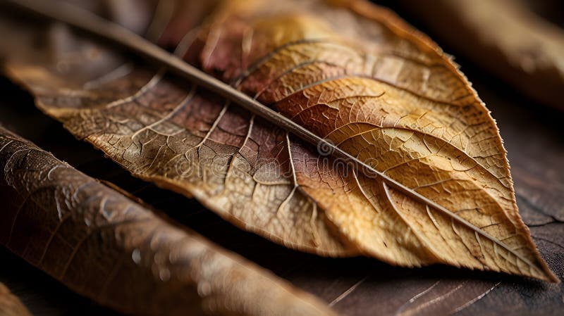 Macro Shot of a Dried Autumn Leaf in Mocha Mousse Hues Stock ...