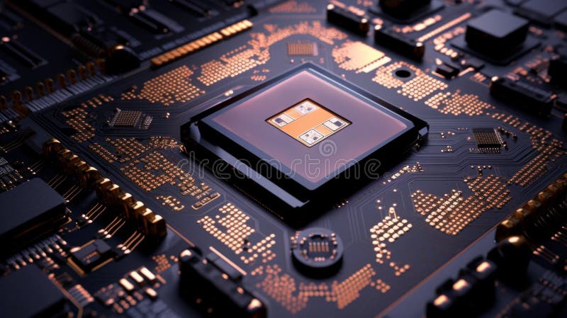 Macro Shot of an Electronic Circuit with Illuminated Pathways. Computer ...