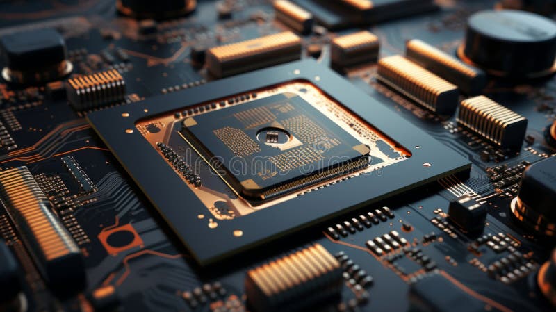 Macro Shot of an Electronic Circuit with Illuminated Pathways. Computer ...