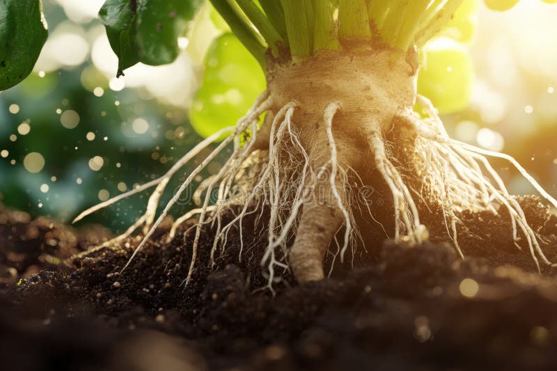 This Macro Shot Emphasizes the Organic Root Structure and Eco-friendly ...