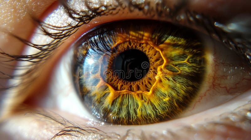 Macro Shot of an Engineer S Eye Reflecting Digital Data Streams ...