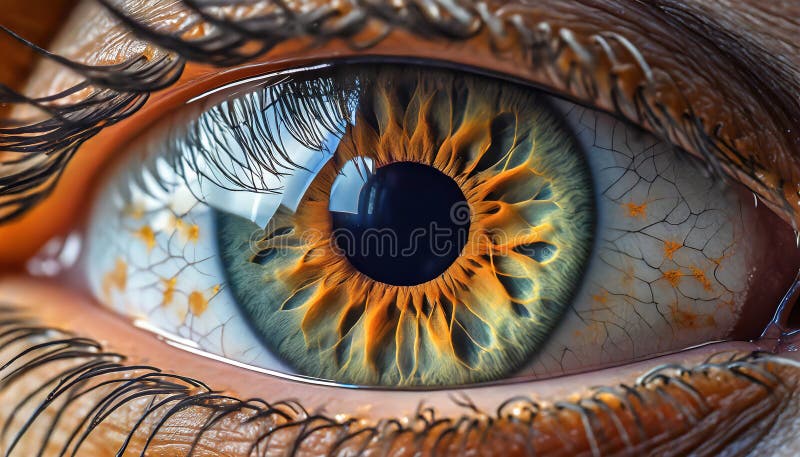 Macro Shot of an Eye with Intricate Patterns in the Iris, Symbolizing ...
