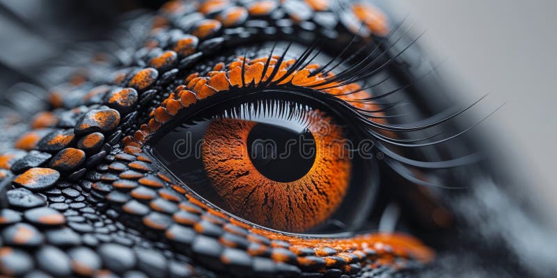 A Macro Shot of the Eye of an Orange and Black Dragon. Stock Image ...