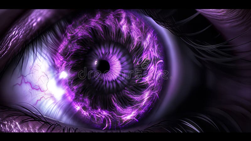 Macro Shot of Eye with Purple Vortex and Cosmic Elements. Generative AI ...