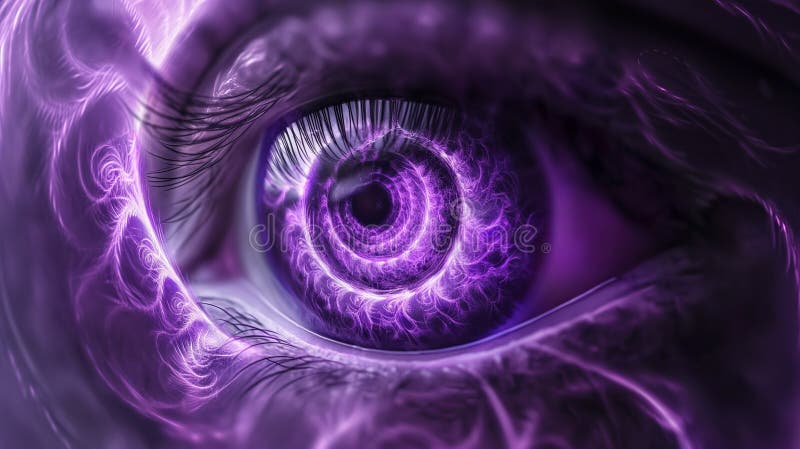 Macro Shot of Eye with Purple Vortex and Cosmic Elements. Generative AI ...