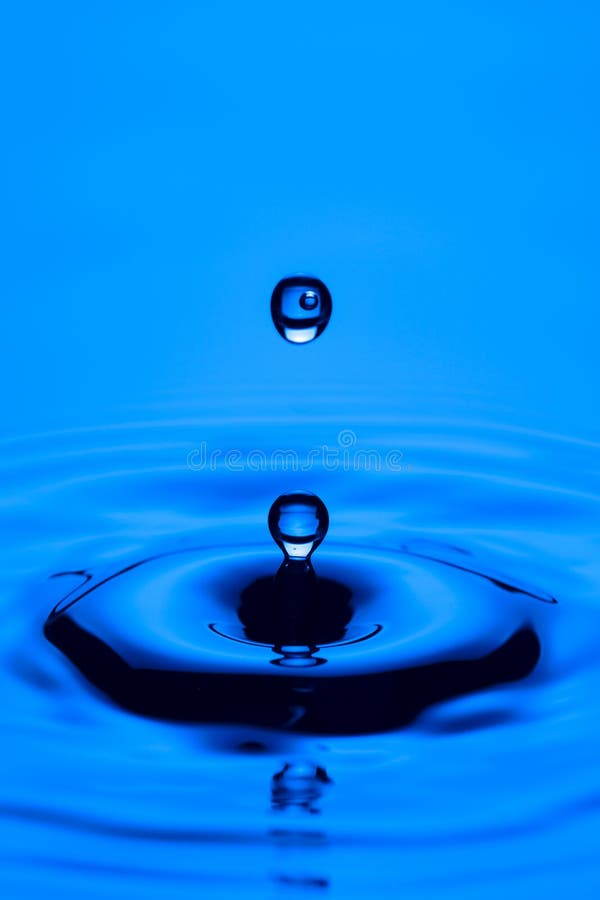 Macro Shot of Falling Blue Clear Water Droplet with Ripples Stock Image ...