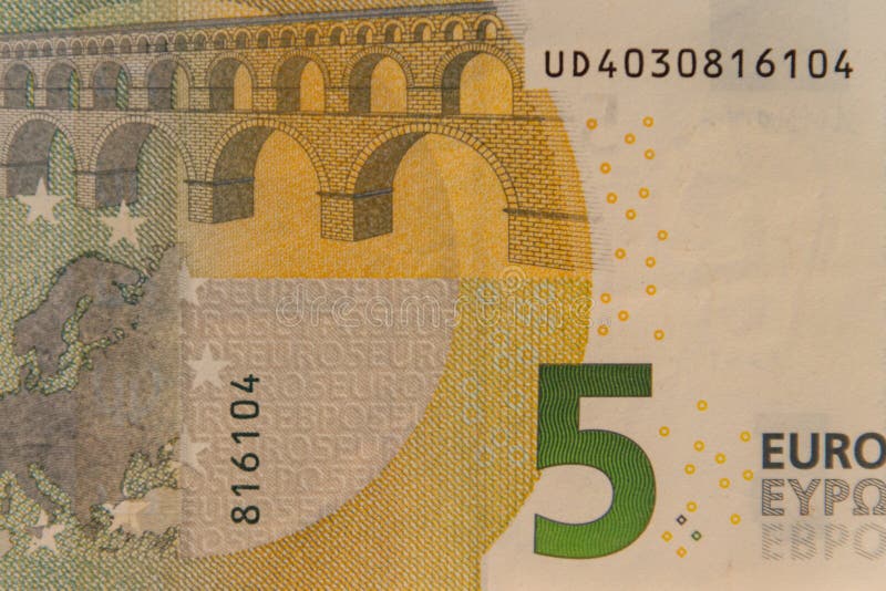 Macro Shot of Five Euro Banknote Stock Image - Image of five, exchange ...