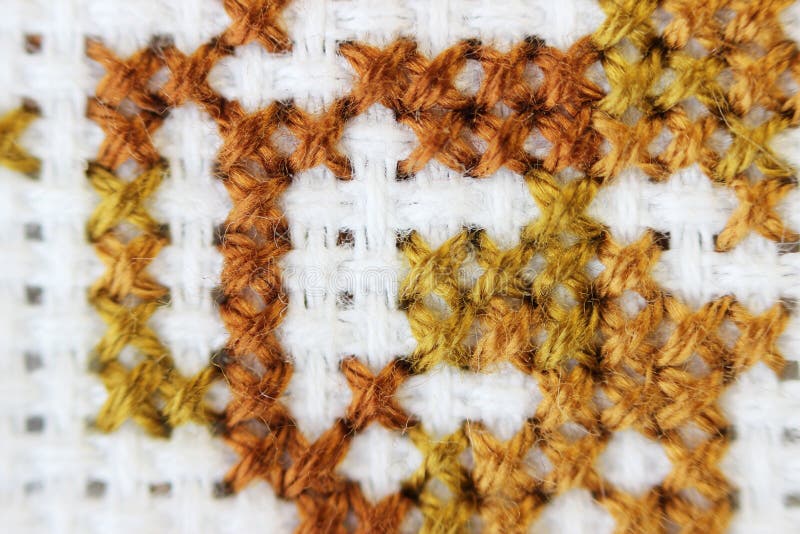 Macro Shot Fragment Embroidery Pattern Brown Thread Handmade Embroidery ...