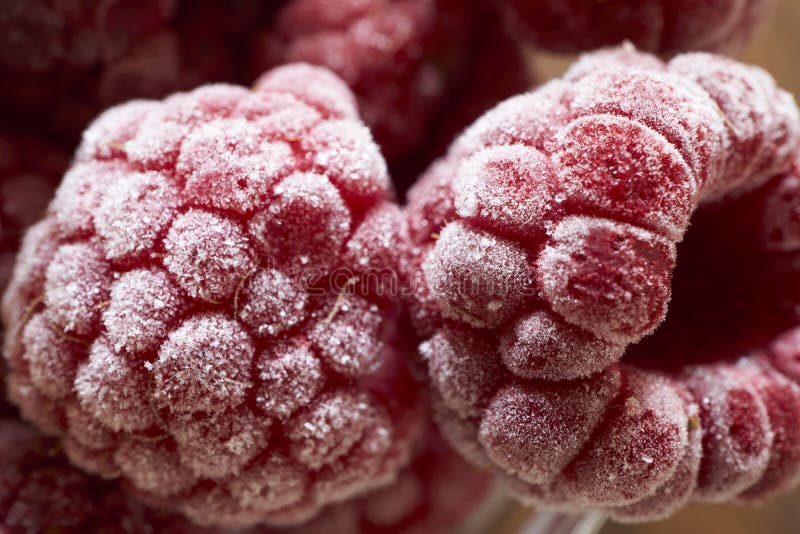 Macro Shot of Frozen Raspberries Stock Photo - Image of close, crystal ...