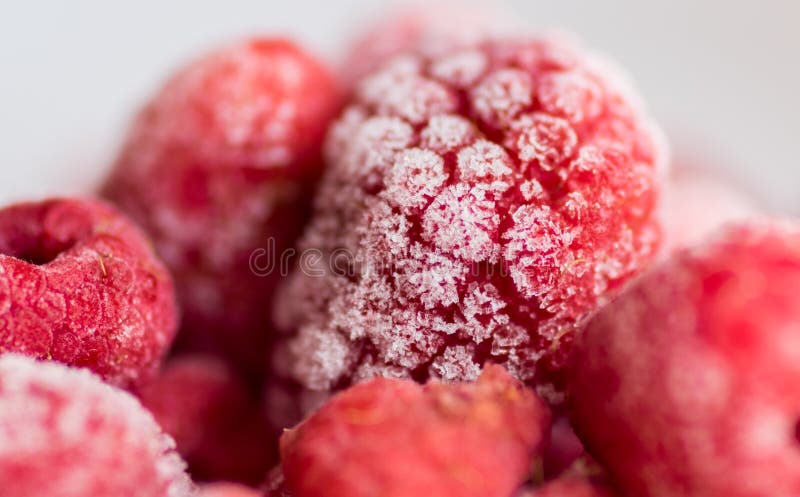 The Macro Shot of Frozen Raspberry Stock Image - Image of raspberry ...