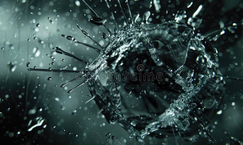 Macro Shot of Glass Breaking, Splinters Spreading, Intricate Details ...
