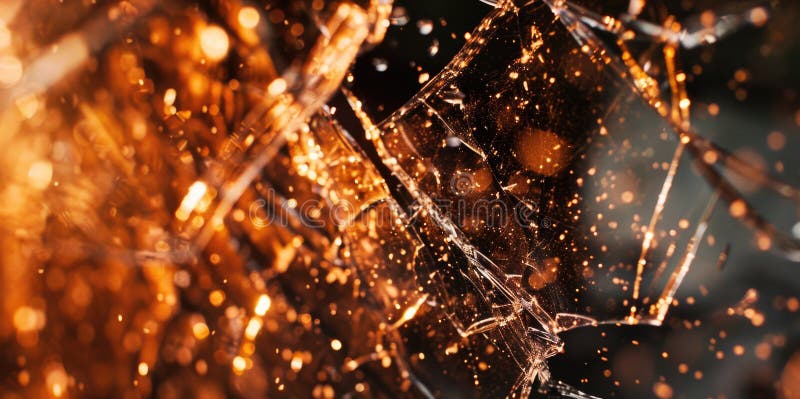 Macro Shot of Glass Breaking, Splinters Spreading, Intricate Details ...