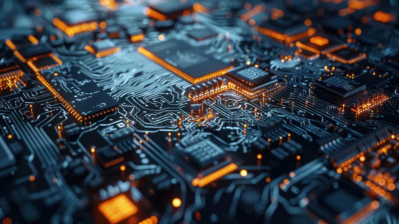 Macro Shot of a Graphic Chip with Full Details. Microchip and Graphic ...