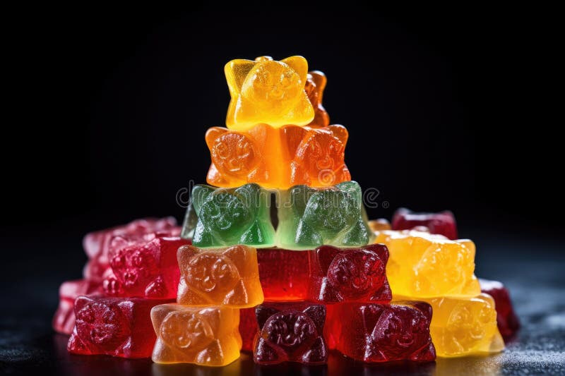Macro Shot of Gummy Bears Stacked in a Pyramid Shape Stock Image ...