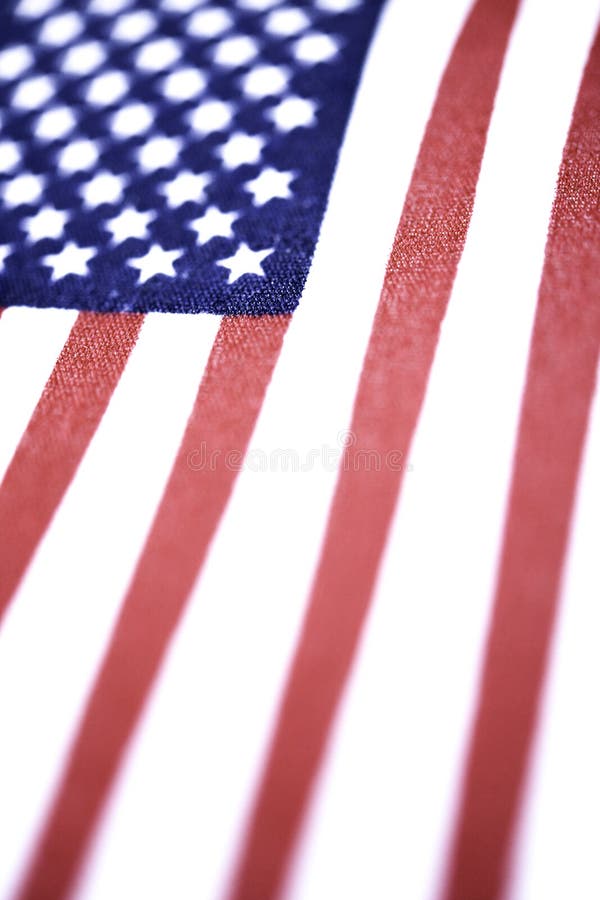Macro Shot of Handheld American Flag on Coarse Fabric Stock Photo ...