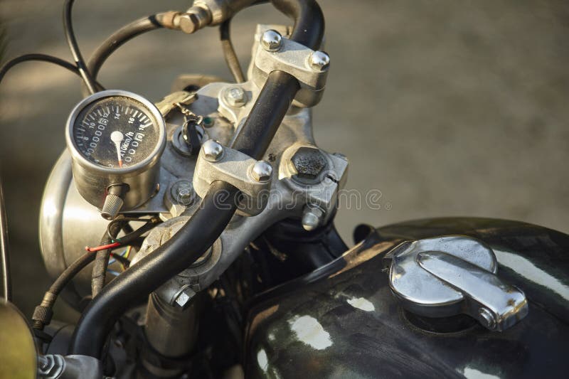 Handlebar of an Old Motorcycle Left in Time Stock Photo - Image of ...