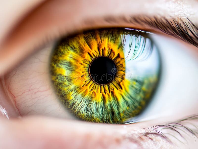 Macro Shot of Hazel Green Eye with Intricate Iris Details and ...