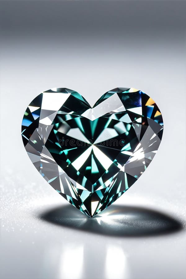 A Macro Shot of a Heart Shaped Diamond on White Background Stock ...