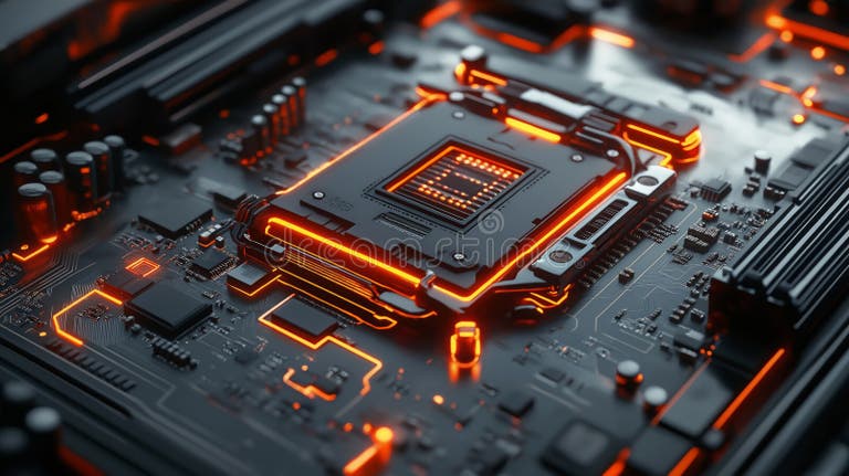 Macro Shot of a High-performance Computer Processor on a Sleek Black ...