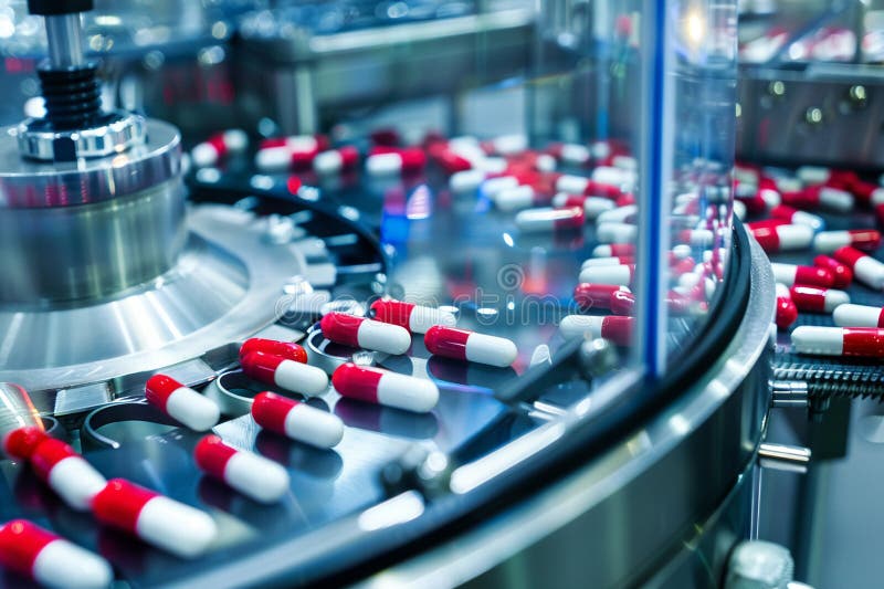 A Macro Shot of a Highspeed Capsule Filling Machine Highlighting Efficiency in Modern ...