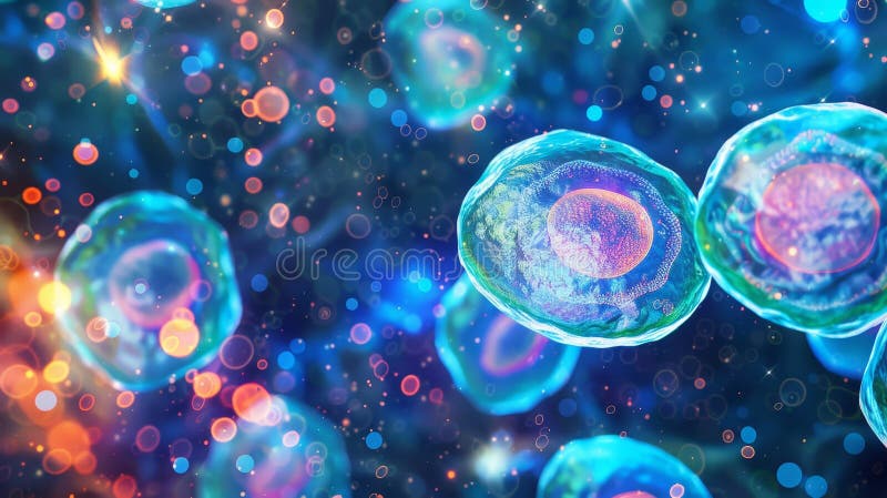 Macro Shot of Human Cells, Embryonic Stem Cell on Abstract Background ...