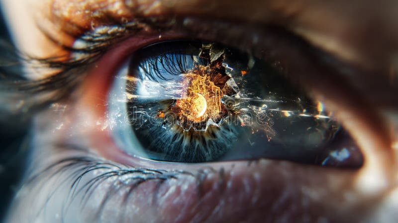 Macro Shot of Human Eye with Cosmic Explosion Reflection. Generative AI ...