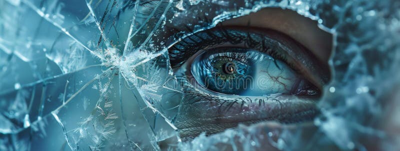 Macro Shot of a Human Eye with Shattered Glass Effect Stock Photo ...