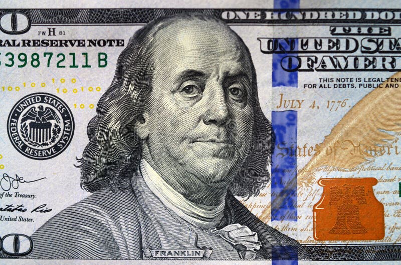 US Dollar Bills of a New Design with a Blue Stripe in the Middle is ...