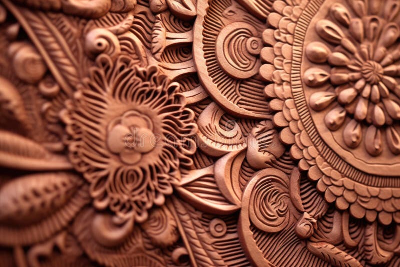 Macro Shot of Intricate Leather Tooling Patterns Stock Illustration ...