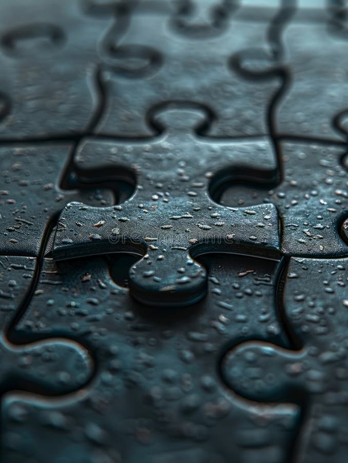 Macro Shot of a Jigsaw Puzzle Piece. Stock Photo - Image of dark, goal ...