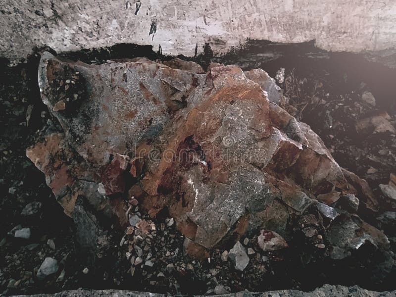 Big Rocks Along the Walkway. Macro Image of Broken Rock. Stock Photo ...