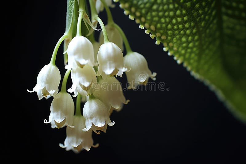 Macro Shot of Lily of the Valley Flower Bells and Leaves Stock ...
