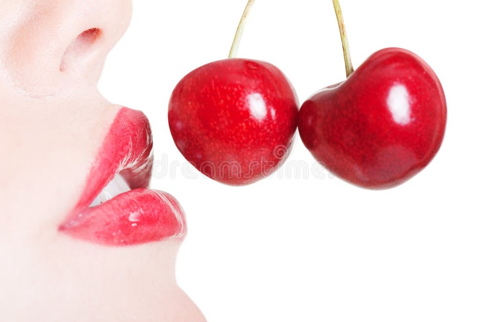 Macro Shot of Lips with Berries Stock Image - Image of isolated ...